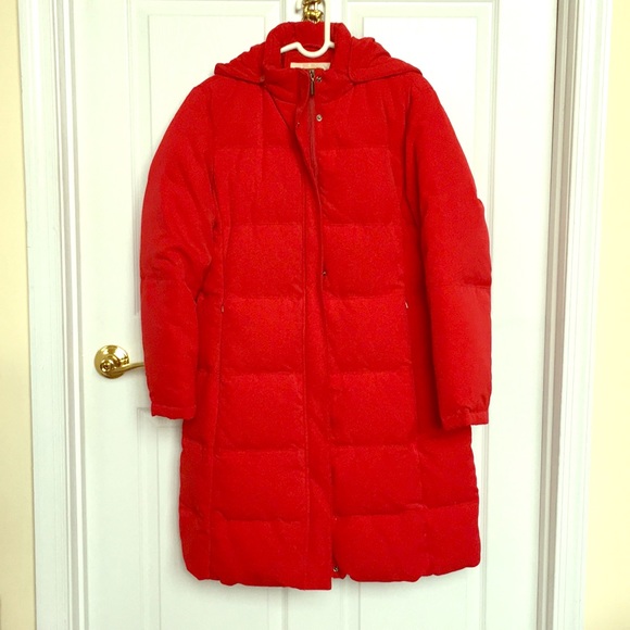 Talbots | Jackets & Coats | Red Hooded Down Puffer Coat Long | Poshmark